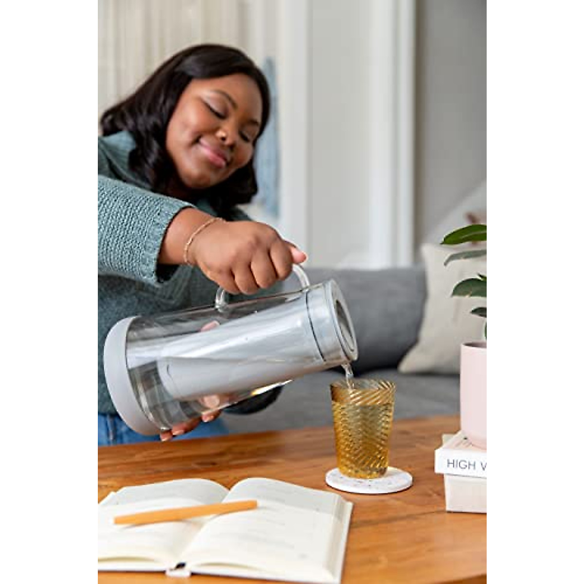 LifeStraw Home Pitcher Glass and Silicone Base 7 cup Pebble