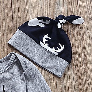 3PCS Newborn Baby Boys Cute Little Brother Romper+Pants+Hat Outfits Matching Set (0-6 Months, Little Brother)