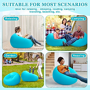 Realspring Inflatable Bean Bag Chair for Adult Bean Bag Sofa Chair Blow up Inflatable Furniture for Outdoor Living Room Bedroom Balcony Travel Party Gift Accessories(Lake Blue,2 Pcs)