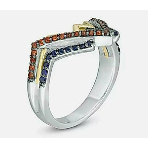 GLOW SPECTRA JEWELS 2.10 Cttw Round Shape Simulated Blue Sapphire & Simulated Red Garnet Wedding Engagement Wonder Women Collection Ring In 14K White Gold Plated 925 Sterling Silver Ring Size - 8