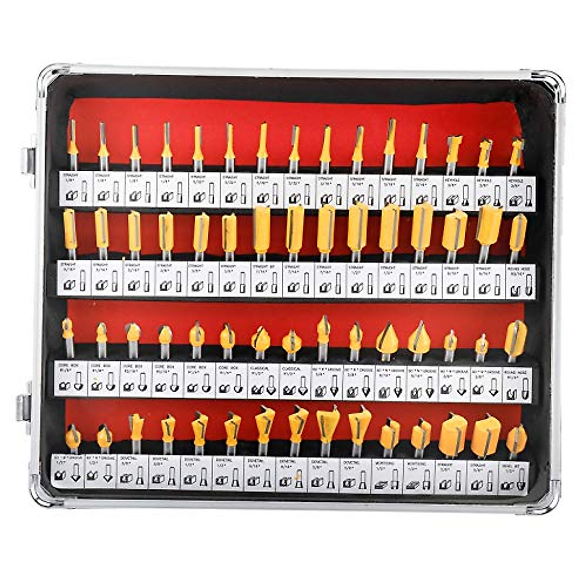 8milelake 100 pcs 1/4inches Shank Router Bit Set Tungsten Carbide Tips Woodworking Kit, Dovetails, Slot Cutters & Straight Router