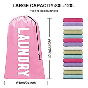 Nidoul 2 Pack XL Laundry Bags, Drawstring Closure Dirty Clothes Bag Organizer, Heavy Duty Large Laundry Bag, Durable Rip-Stop Bags for Camp Travel, Machine Washable 24" x 36" (Light Pink Blue)