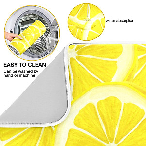 Yellow Lemon Dish Drying Mat for Kitchen Countertops Sinks Drying Mat Absorbent Heat Resistant Dishes Drainer Pad 16 x 18 Inch