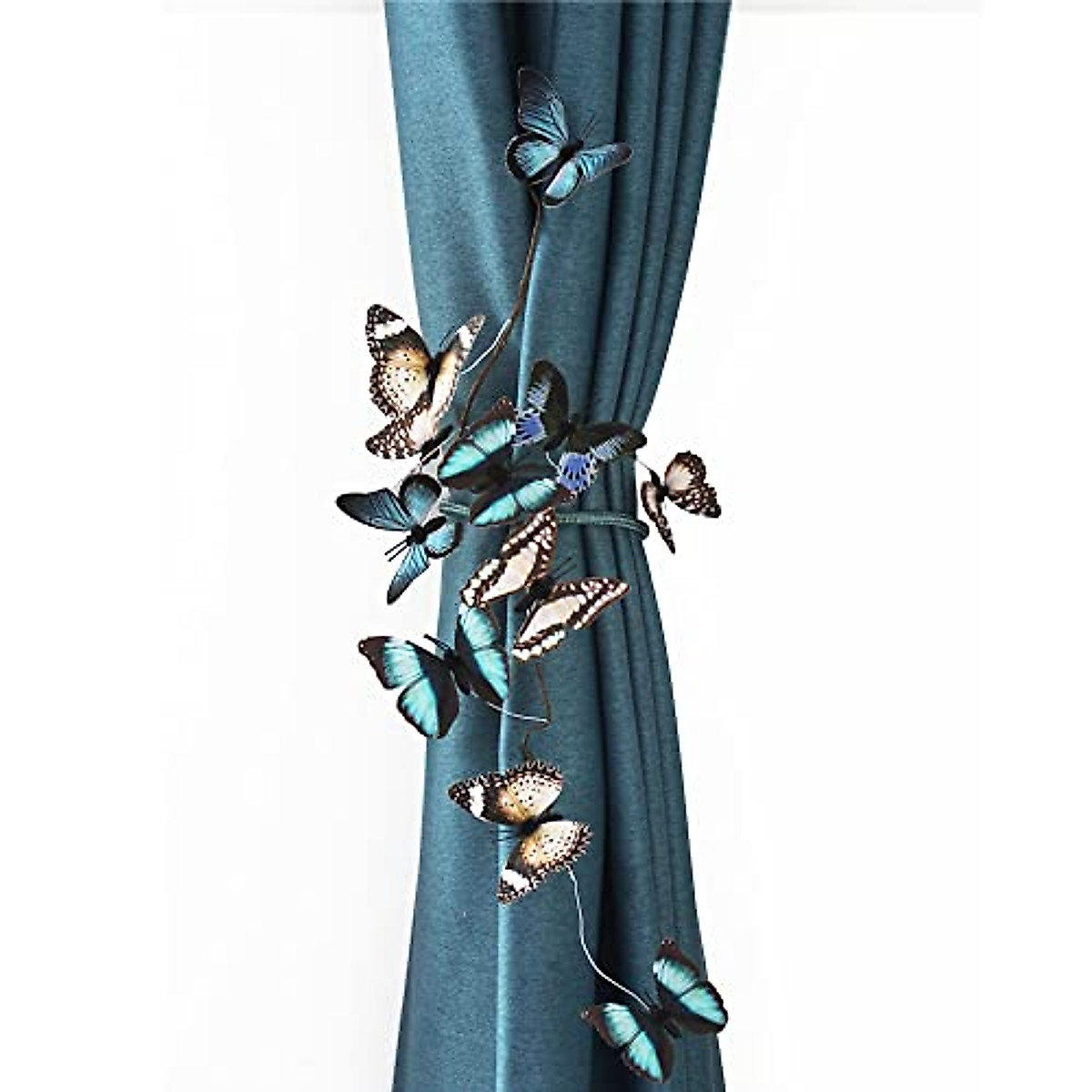 naudassods Artificial Butterfly Wreath, Fake Butterfly Decorative Vines, DIY 3D Unique Butterfly Hanging Decoration Home Wall Easter Spring Flower Party Wedding Decoration. (Peacock Blue)