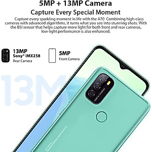 Blackview Unlocked Cell Phone A70(2022) 3GB+32GB/SD 128GB Android 11 Phone,5380mAh Massive Battery,Octa Core Smartphone Unlocked,4G Dual SIM Face Unlock&Fingerprint Mobile Phone 6.5" FHD+Large Screen
