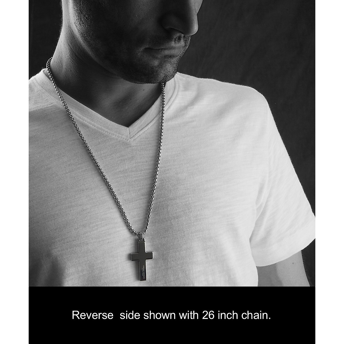 Unique GESTALT® Tungsten Cross Pendant with 4mm Surgical Stainless Steel Box Chain.