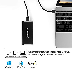 JUANWE 1TB Solid State External Hard Drive USB 3.0 Type-C Portable SSD High-Speed Read & Write Up to 550MB/s & 510MB/s, External Hard Drive for PC/Laptop/Mac, Black