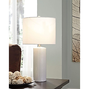 Signature Design by Ashley Steuben Textured Ceramic Table Lamp, 2 Count Lamps, 25", Solid White