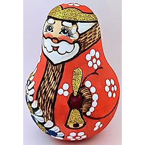 Needzo Santa Claus Christmas Wooden Decoration Gift for Kids Adults Hand Painted Roly Poly 3 1/2 Inch Tall, Hand Made Nevalyashka