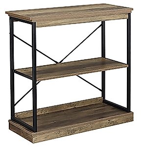 HOMCOM 2-Tier Shelf, Modern Style Bookshelf with Metal Frame for Living Room, Bedroom, and Office, Brown
