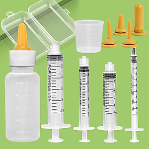 Sobirdos Pet Nursing Bottle,Puppy Bottles for Nursing,Miracle Nipple,Kitten Nursing Bottle,Mini Pet Feeding Bottle and Syringes with Nipples for Newborn Rabbits, for Feeding Small Animals(5pcs)