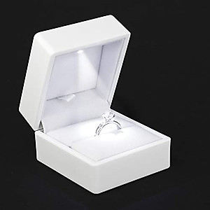 Noble Ring Box with Light - Unique LED Engagement Ring Box for Proposal Ring or Special Occasions (White)