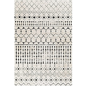 Mark&Day Washable Rugs, 8x10 Mary Global Cream Area Rug, Black Beige Carpet for Living Room, Bedroom or Kitchen (7'10" x 10', Machine Washable)