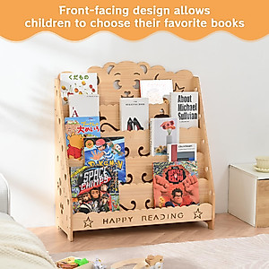 PETKABOO Kids Bookshelf 5 Tier Toy Storage Cabinet Organizer,Toddler Book Shelf,Childrens Baby Bookshelf, Book Display for Nursery, Living Room, Bedroom, Playroom School