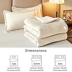 3-Layer Luxury Flannel Fleece Thick Bed Blanket Twin Size for Girls, Soft Plush Velvet Sherpa Blanket with 2 Pillow Shams Heavy Warm for Winter, Breathable n Washable, Cream White