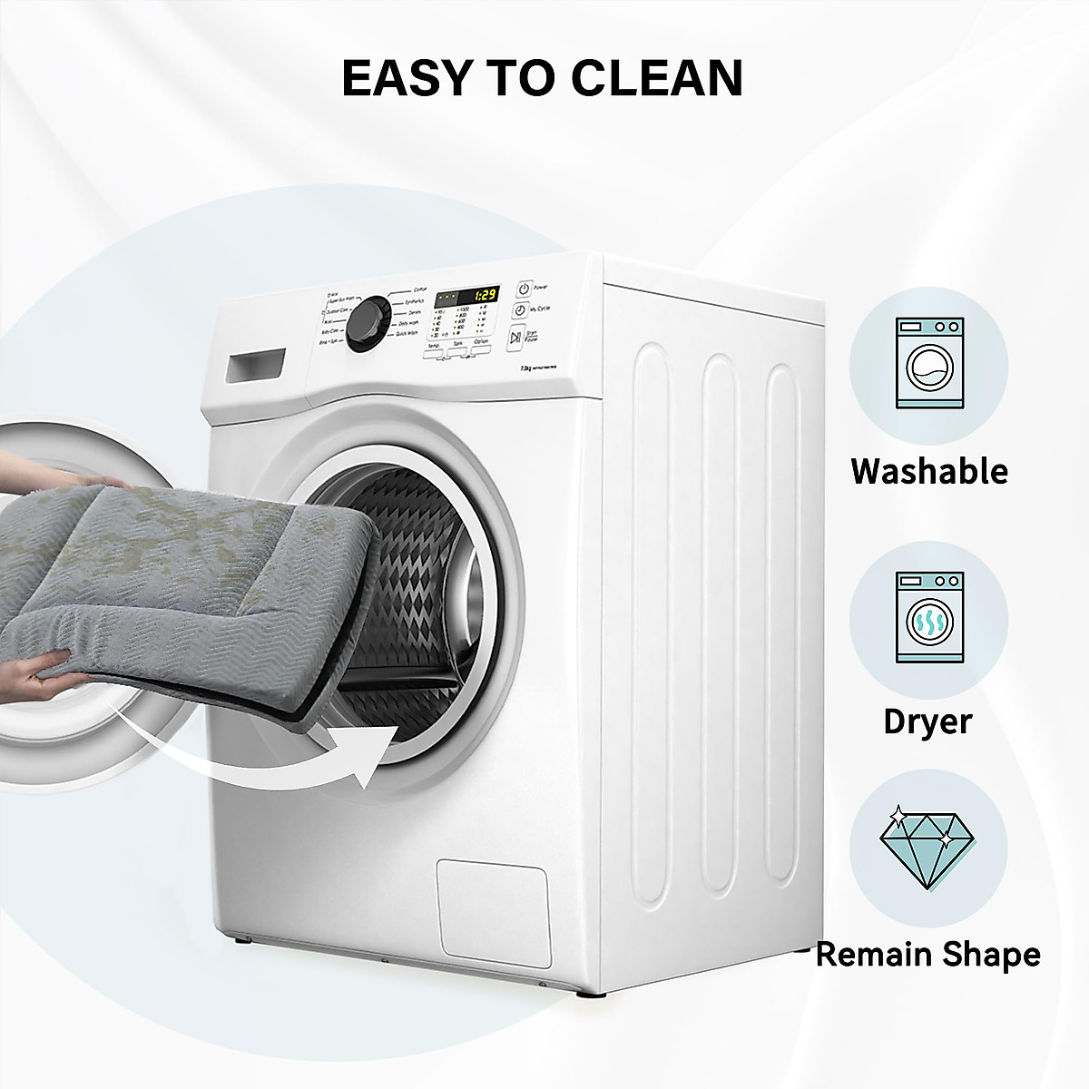 WESTERN HOME Dog Bed for Crate, High Resilience Foam Dog Crate Mat Kennel Pad with Soft Wavy Plush, Comfortable Anti-Slip Washable Large Dog Bed for Large Medium Small Dogs & Cats, Grey