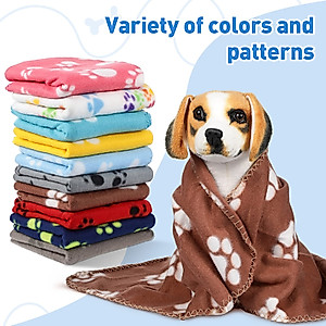 10 Pieces Pet Blankets with Paw Print Dog Cat Soft Fleece Blankets Sleep Mat Pad Bed Cover for Kitten Puppy and Other Small Animals, 24 x 28 Inch (Bright Color)