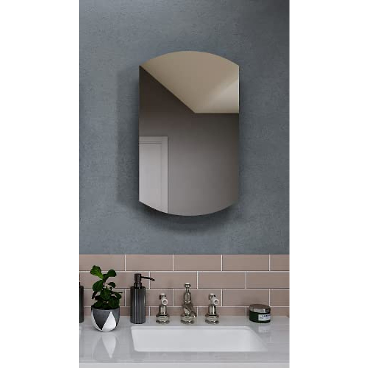 Croydex Sirena, Recessed or Surface Mount, Hang 'n' Lock Easy Installation Medicine Cabinet, 16W x 26H, Aluminum