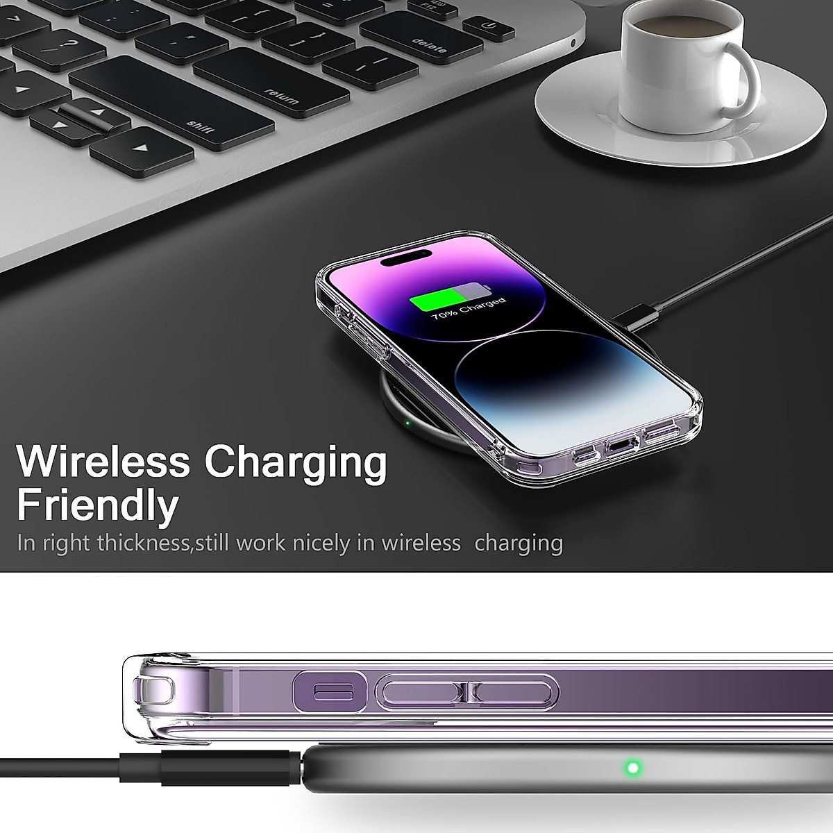 bicol for iPhone 14 Pro Max Case with Clear Fashionable Designs for Women Girls,[with Screen Protector] Slim Fit Shockproof Durable Protective Phone Cover for 6.7 inch,Cute Ghost