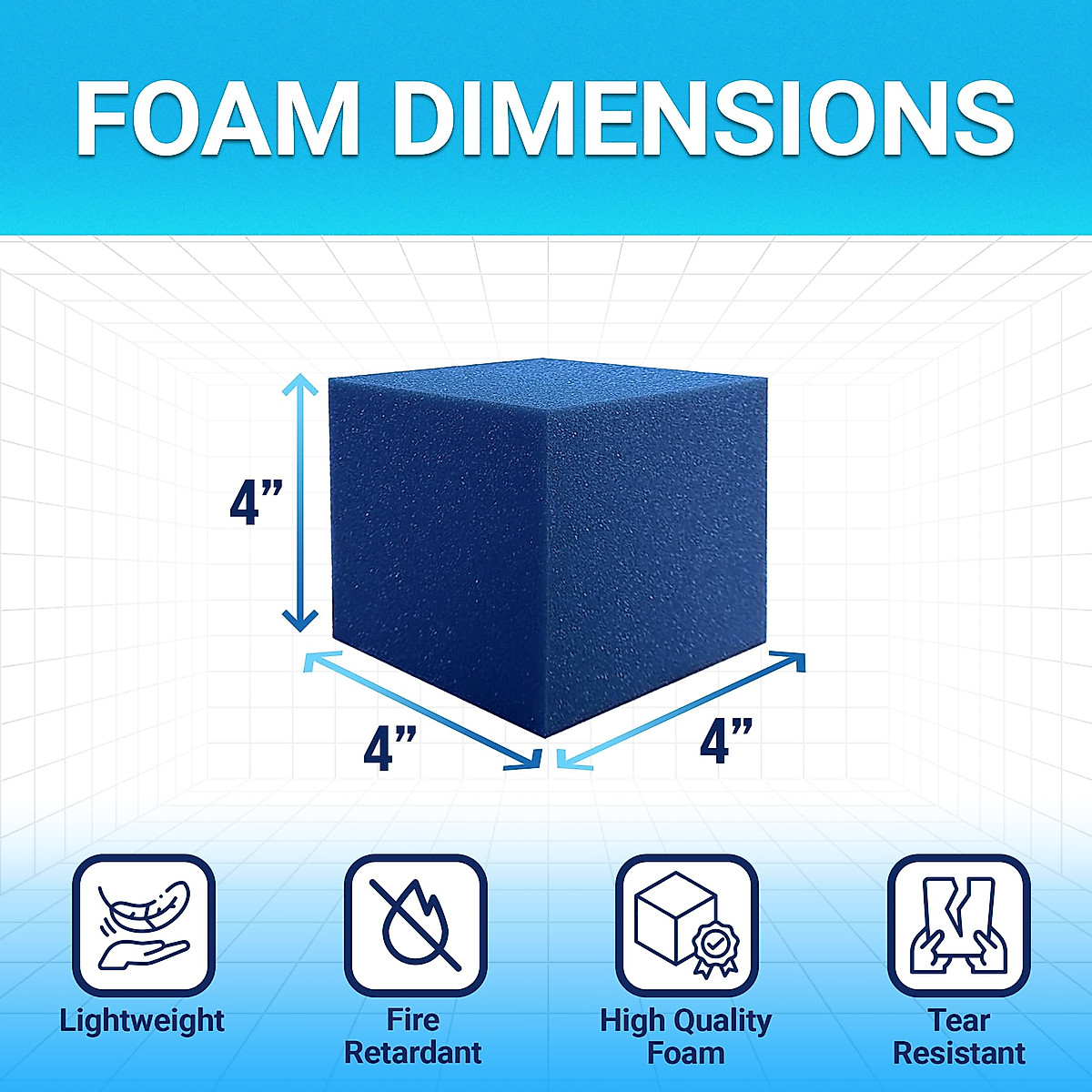 Isellfoam Foam Pit Cubes/Blocks 500 pcs. (BLUE) 4"x4"x4" Flame Retardant Foam Blocks for Gymnastics, Freerunning and Parkour Courses, Skateboard Parks, BMX, Trampoline Arenas, Made in USA