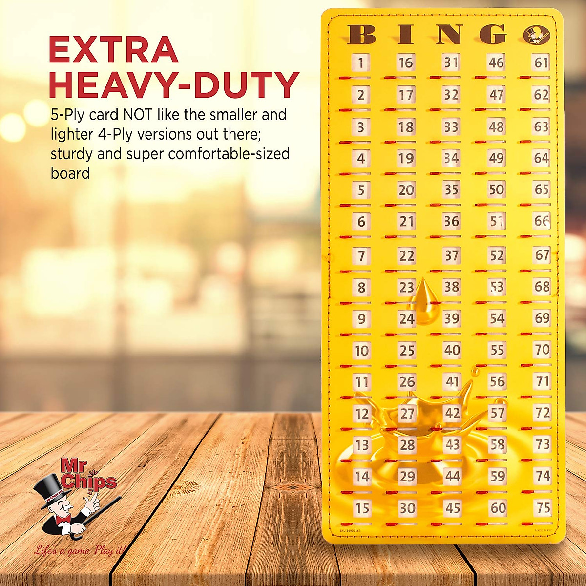 MR CHIPS Jam-Proof Master Board Bingo Card Slide with Shutters Plus Deck of Calling Cards