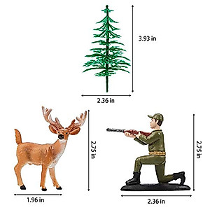 17 Pieces Deer Hunting Cake Topper Christmas Tree Cake Decorations Deer Hunting Theme Cake Topper for Birthday Party Deer Hunting Halloween Supplies