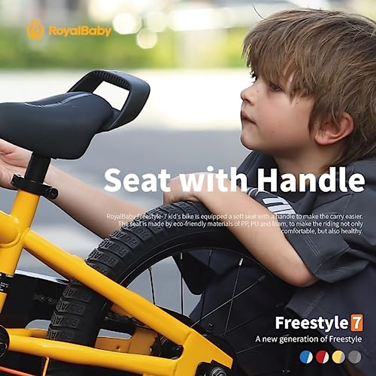 Royalbaby Freestyle 7 Kids Bike 18 Inch Wheel Dual Handbrakes Bicycle Beginners Boys Girls Ages 5-8 Years, Kickstand and Water Bottle Included, Yellow