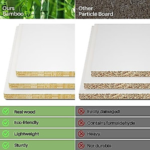 Hoiplu White Nightstand with Charging Station Set of 2, Bamboo Night Stand Bedside Table with 2 USB Port and Outlet, Real Wood End Table Farmhouse Side Table with Drawer for Bedroom, Living Room