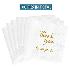 Thank You for All You Do Napkins, Thank You Napkins, Graduation Retirement Office Party Decorations Supplies Favors Gifts, Staff Employee Teacher Doctor Appreciation Napkins (4.5 x 4.5In, 100Pcs)