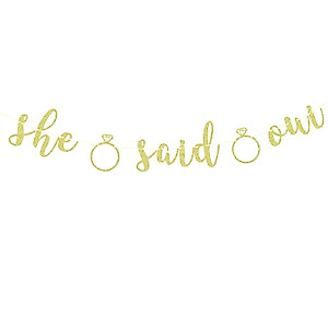 She Said Oui Banner, She Said Yes Banner, Paris Themed Bridal Shower Decor, French Bridal Shower Wedding Party Decorations Gold Glitter
