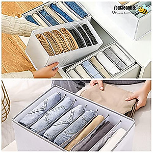 YouClean YouCleanBEE Foldable 2PCS Wardrobe Clothes Organizer 7 Grids Clothing for Folded - Storage box Shirts, Pants, Trousers, Skirts, Bra & Sweaters Replacement White with Gray