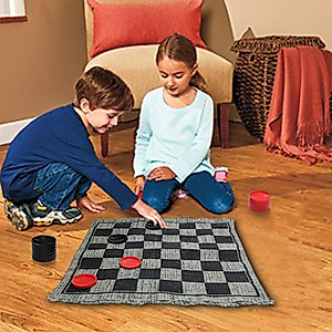 Lulu Home Jumbo Checkers, Giant 3-in-1 Checkers Game Rug Board Game Set, 2 Players