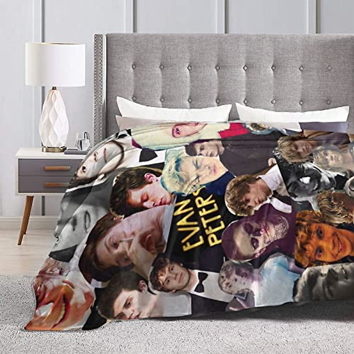 Evan Peters Collage Blanket Ultra-Soft Micro Fleece Blanket for Couch Bed Car Warm Throw Blanket Suitable for All Season