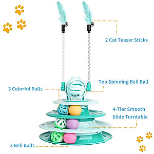 Goosheep Cat Toys Interactive Cat Toys for Indoor Cats Kitten Toys Interactive Cat Toy Cat Puzzle Toy Cat Ball Toy with 2 Cat Teasers (Green)