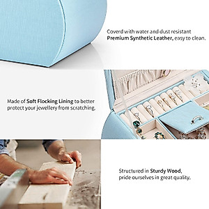 Vlando Jewelry Box for Girls Princess Style Girls Jewelry Box 3-Layer Kids Jewelry Box with Mirror Jewelry Box for Girls 8-12 Valentines Day Gifts for Her (Blue)