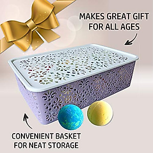 Purelis Moisturizing Bath Bombs Gift Basket, 40 count. Bulk Bath Bomb Gift Set with Essential Oils & Shea Butter. Organic, Individually Wrapped Bath Bombs in Gift Box. Best Gift Idea for Women & Kids!