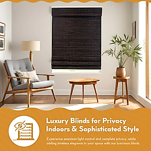 RADIANCE 2208824E Cordless Bamboo Roman Shade Espresso 23" W X 64" L