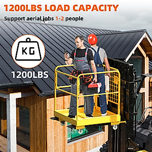 Forklift Safety Cage 36x36 Inches 1200LBS Capacity with 4 Wheels Forklift Work Platform Aerial Platform Collapsible Lift Basket Aerial Rails for Lifting Loader