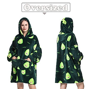 BROTOARD Wearable Blanket Hoodie Oversized Sweatshirt for Adult Women and Girl with Sleeves and Pocket, One Size, Green