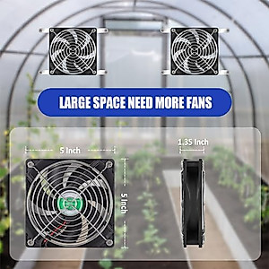 pqins 5 Inch Solar Powered Fan, Solar Exhaust Intake Fan Kit, IPX7 Waterproof Dual Fans with 13Ft On/Off Switch Cable, Cooling Ventilation for Greenhouse, Chicken Coop, Shed, Dog House, Outside