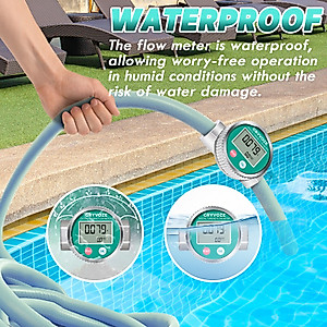 GRYVOZE 1 Inch Digital Diesel Fuel Flow Meter with 3/4 Inch Adapters, EMI Protection, Waterproof, 2.4-26.4 GPM Inline NPT Thread Fuel Meter for Gasoline, Gas Oil, Water, and Other Liquids.