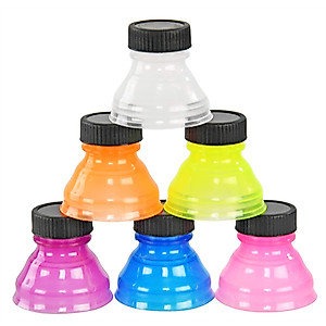 HOME-X Plastic Soda Can Cap, Reusable Soda Can Drink Lids, Colorful Covers for Soft Drinks, 2 ¼" Diameter x 2 ¼ “ H, Set of 6, Multi Colors