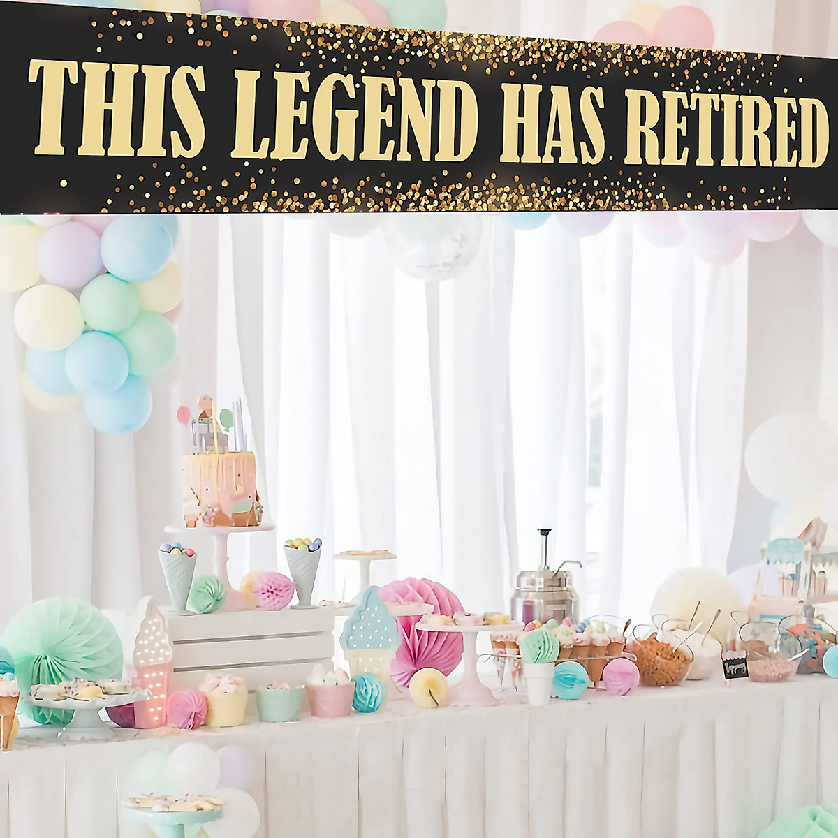 This Legend Has Retired Large Banner, Finally Retired Theme Yard Sign Lawn Sign, Retirement Party Outdoor Indoor Backdrop 9.8 x 1.6 Feet