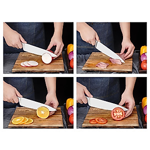 Hollory 8 Inch Chef Knife, German High Carbon Stainless-Steel Blade and Ergonomic Comfortable Handle, Non-Stick Chef Knife for Cutting of Meat Vegetables and Fruits-Silver