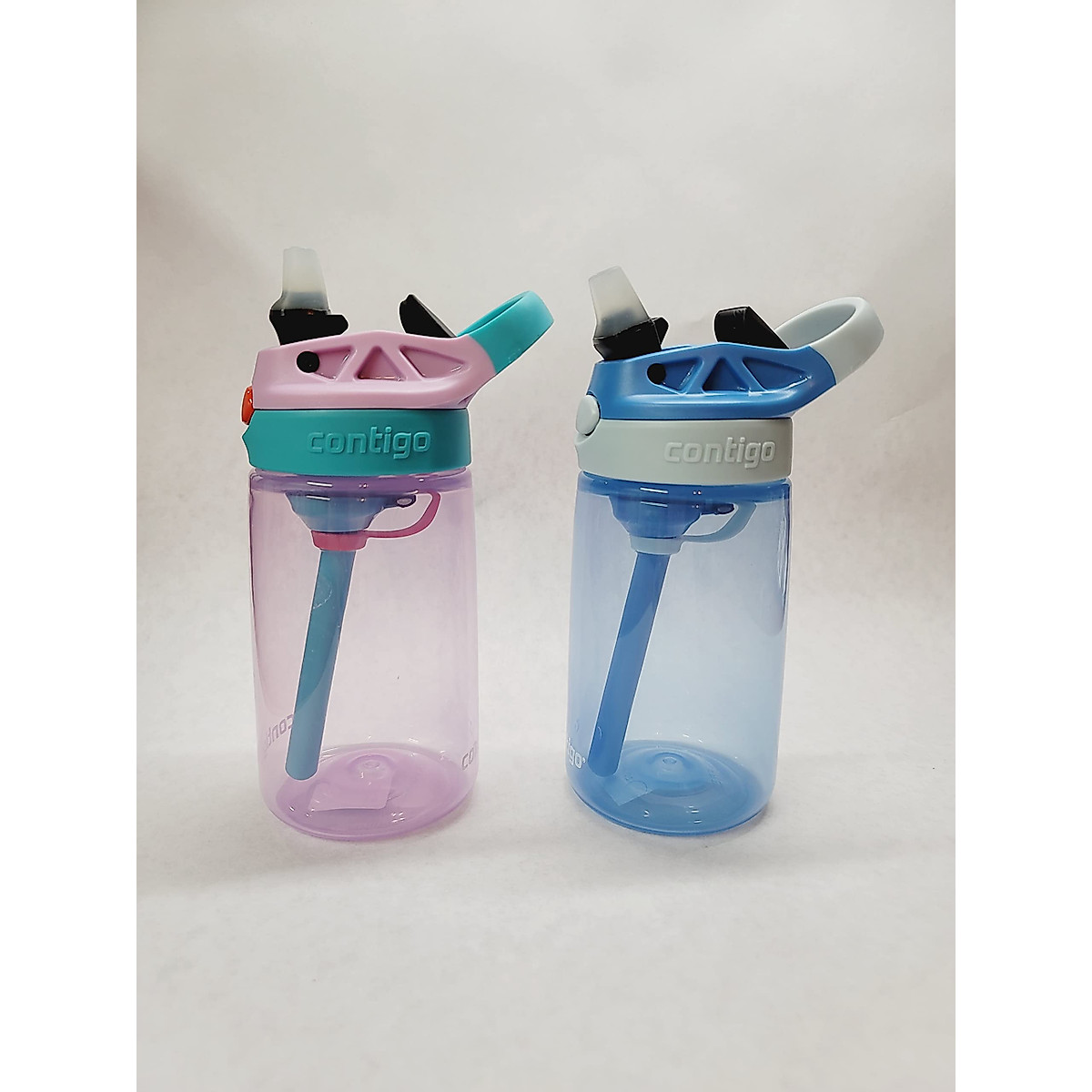 Contigo Kids Autospout Water Bottle, 2 Pack - Plastic, 14oz - Leak and Spill Proof Bottles, Ideal for Travel and Activities, Easy-Clean - Cotton Candy/Grape Sorbet