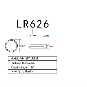 Cotchear 20 pcs AG4 Alkaline Batteries 1.5V GA4 LR626 SR66 377A Coin Button Cell Watch Battery