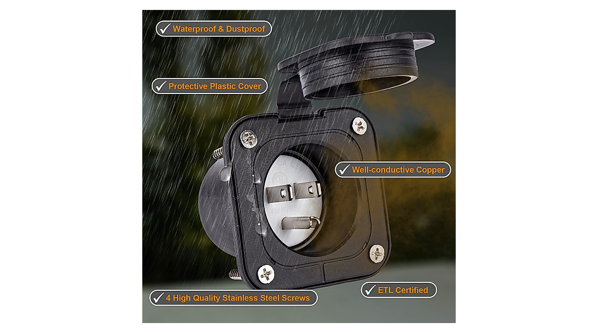 15 Amp NEMA Shore Power Inlet Plug with Extension Cord