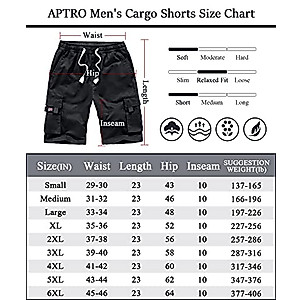 APTRO Men's Elastic Waistband Cotton Cargo Shorts Relaxed Fit Summer Casual Shorts A901 Black 1X