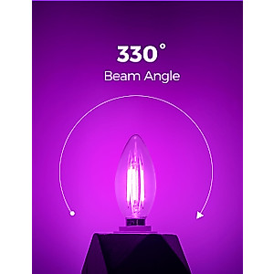 DORESshop LED Candle Purple Light Bulb - 4W (40Watt Equivalent) - E12 Base Purple LED Purple Bulb, Party Decoration, Porch, Home Lighting, Holiday Lighting, Chandelier Light Bulbs, Candelabra Bulbs