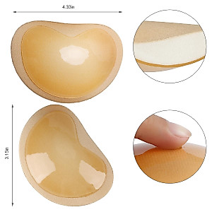 SERMICLE Double-Sided Sticky Bra Inserts - Self Adhesive Boob Pads Bra Pad Bra inserts Waterproof Silicone Push up Pad (Semicircle Beige and Black, One Size)